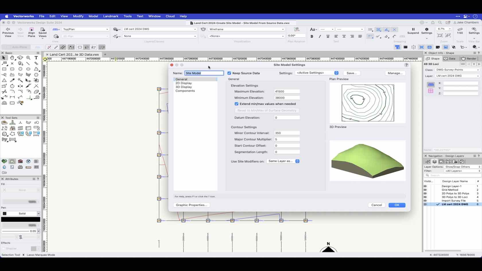 Create Site Model Command Create Site Model From Source Data 2024 Vectorworks University